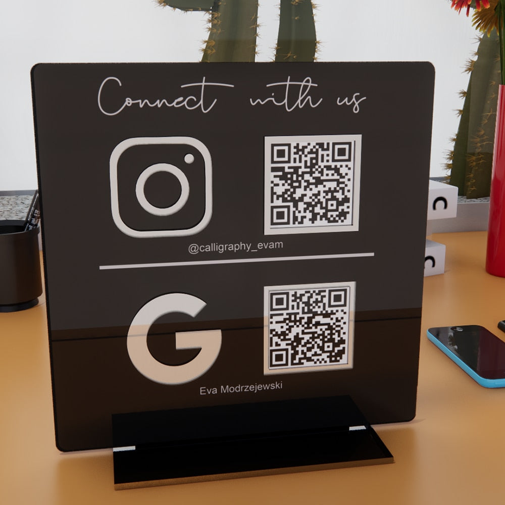 Plaque Personnalisée pour Comptoir avec Qr code pour Entreprise, Insta ...