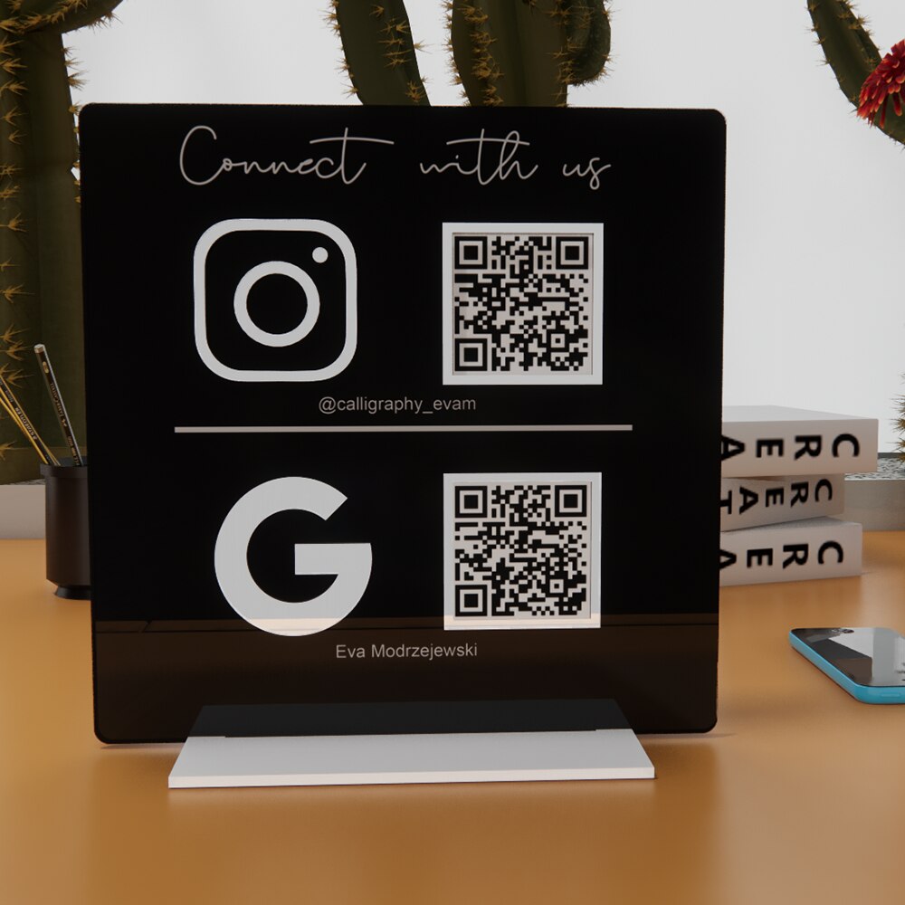Plaque Personnalisée pour Comptoir avec Qr code pour Entreprise, Insta ...