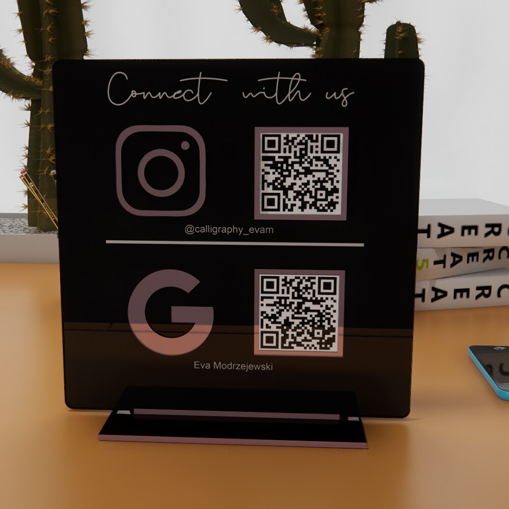 Plaque Personnalisée pour Comptoir avec Qr code pour Entreprise, Insta ...